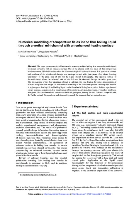 Pdf Numerical Modelling Of Temperature Fields In The Flow Boiling
