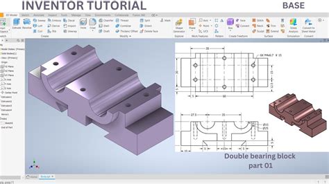 autodesk inventor 3d modeling tutorial double bearing assembly body