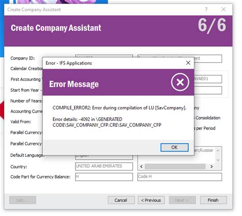 Error Message Company Creation Ifs Community
