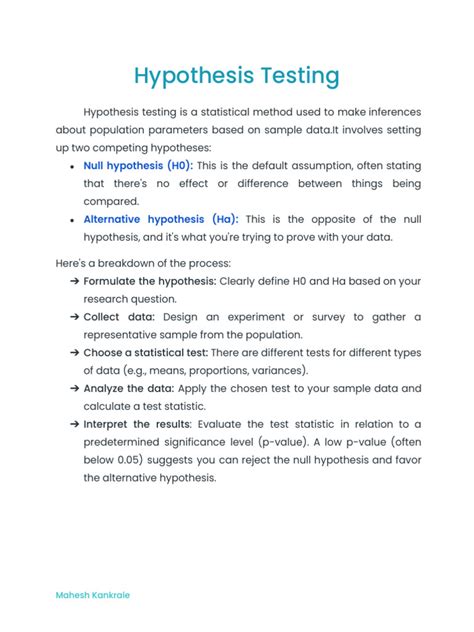 08 Hypothesis Testing Pdf P Value Statistical Hypothesis Testing