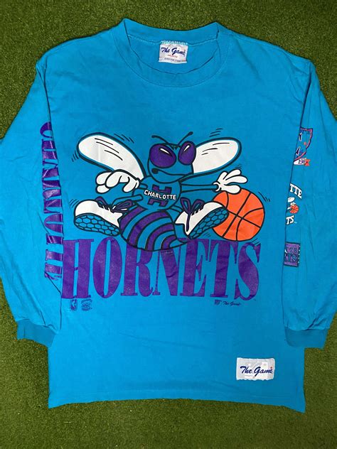90s Charlotte Hornets Vintage Nba Long Sleeve Medium Gametime Vintage