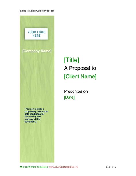 Free Printable Business Proposal Templates Word Pdf Investors