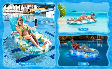 Light Up Inflatable Pool Floats Adult With Remote Control Colors Modes Beach Floats Chair