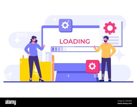 System Maintenance Flat Vector Illustration Error Fixing Trouble
