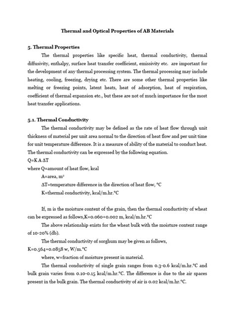 Thermal And Optical Properties Of Ab Materials Pdf Heat Heat Transfer