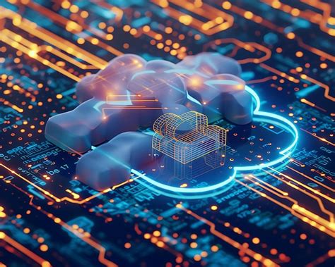 Cloud Infrastructure Protected By Digital Shields Encryption Active Premium AI Generated Image