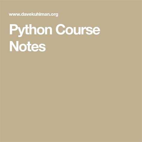 Python Course Notes Python Programming Course Outline Python Lecture