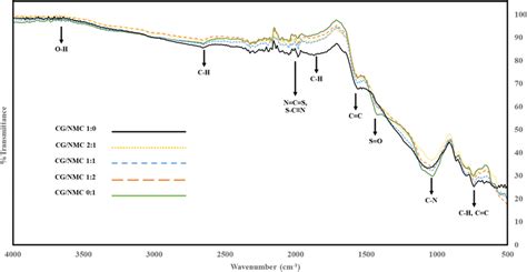 Ftir Spectra Of Biochars At Various Ratios Of Cg And Nmc The Holding Download Scientific