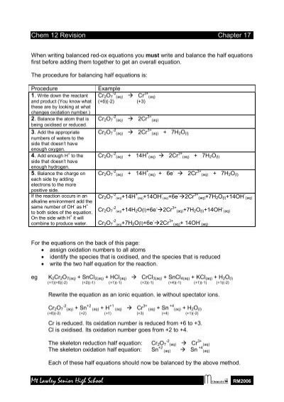 Writing Half Equations Worksheet With Answers Chemsheets Tessshebaylo