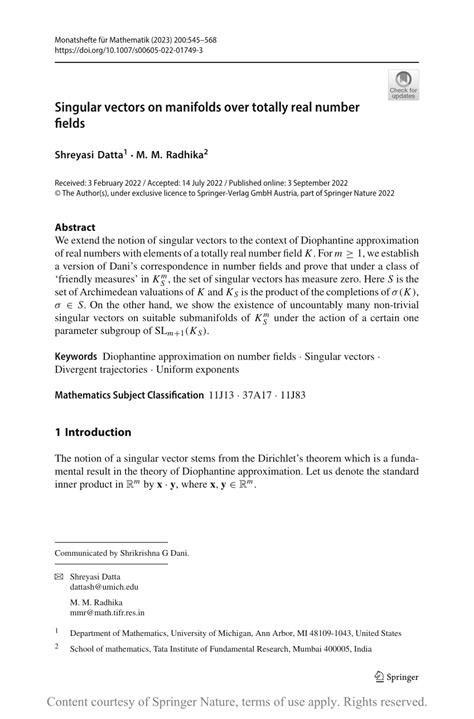 Singular Vectors On Manifolds Over Totally Real Number Fields Request Pdf