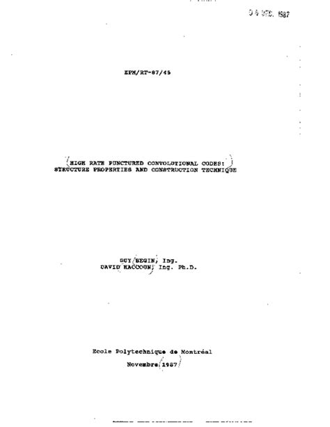 pdf high rate punctured convolutional codes structure properties and