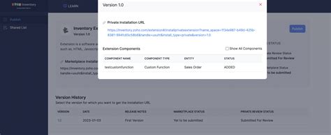 Publish Extension Developer Zoho Inventory