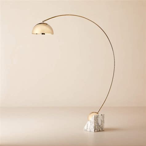 Venus Champagne Arc Floor Lamp With White Marble Base Reviews Cb2