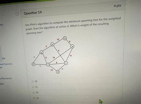 Solved Pts O Question Ms Use Prim S Algorithm To Chegg