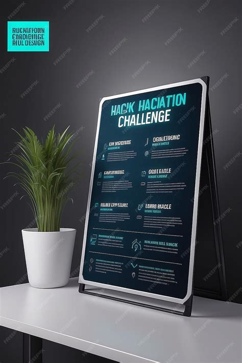 Tech Hackathon Coding Challenge Rules Signage Mockup With Empty Blank