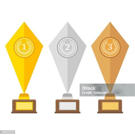 우승자 트로피 골드 컵 스포츠 승리 개념에 대 한 평면 벡터 아이콘 스포츠 수상 및 상금 트로피 컵 그림 Championship에 대한 스톡 벡터 아트 및 기타 이미지