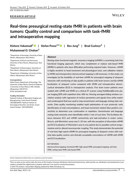 Pdf Real Time Presurgical Resting State Fmri In Patients With Brain