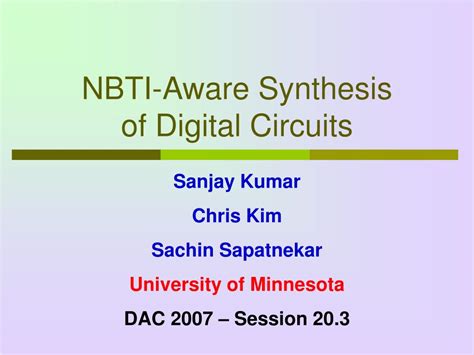 ppt nbti aware synthesis of digital circuits powerpoint presentation