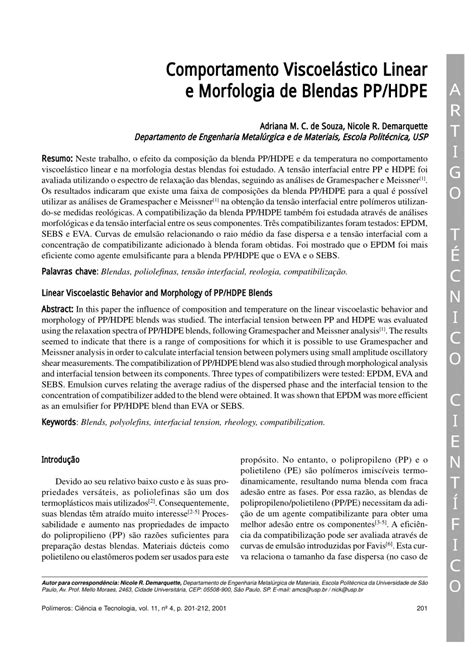 Pdf Linear Viscoelastic Behavior And Morphology Of Pp Hdpe Blends
