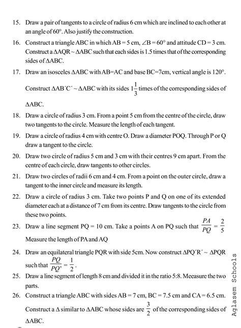 Class 10 Maths Constructions Notes All Important Notes
