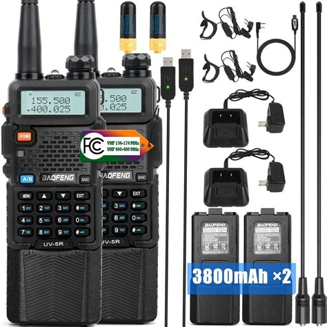 Amazon Com BAOFENG Radio UV 5R 2Pack With 3800mAh Extended Battery And USB Charger Cable