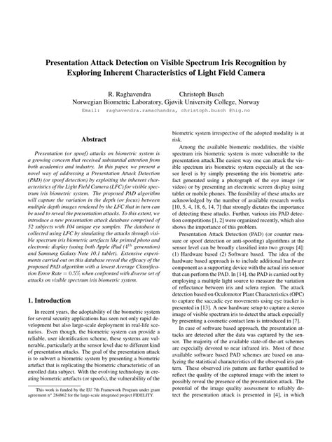 Pdf Presentation Attack Detection On Visible Spectrum Iris