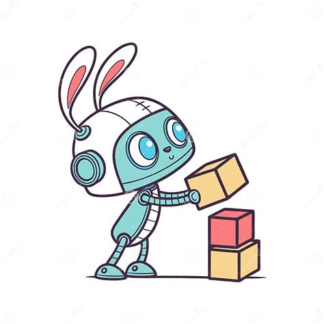 Friendly Robot Helping With Fun Stock Illustration Illustration Of