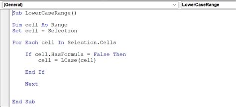 Convert A Range Of Cells To Lower Case With An Excel Macro