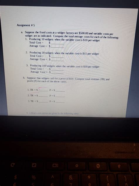 solved assignment 5 a suppose the fixed costs at a widget