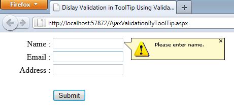 Display Validation In ToolTip Using ValidatorCalloutExtender In Asp Net Asp Net MVC C Net VB