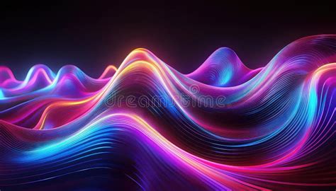 Holographic Neon Fluid Waves Vibrant Holographic Lights Dance Across A Mesmerizing Landscape Of