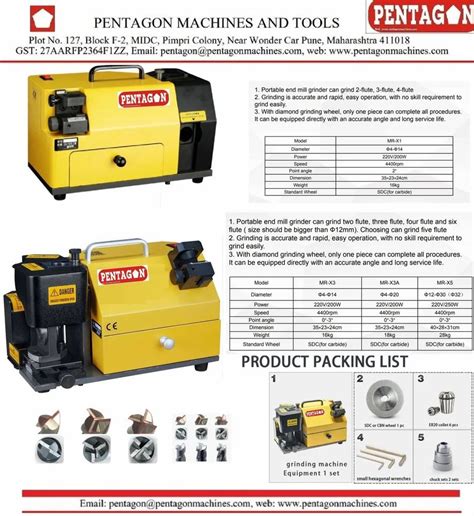 Mild Steel Pentagon End Mill Sharpener Mr X1 Suitable To Grind 4 14 Mm