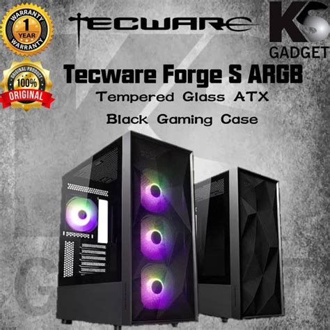 READY STOCK TECWARE FORGE S TG ARGB BLACK ATX GAMING CASE Lazada