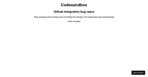 Github Integration Bug Codesandbox