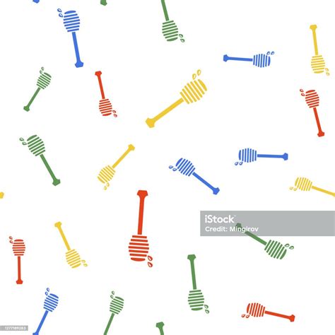 흰색 배경에 떨어지는 꿀 아이콘 고립 된 매끄러운 패턴컬러 꿀 디퍼 스틱 꿀 국자 벡터 0명에 대한 스톡 벡터 아트 및 기타 이미지 0명 가능성 건강관리와 의술