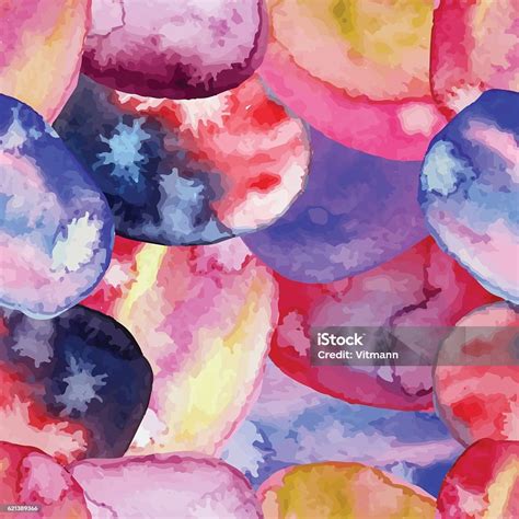 수채화 핑크 블루 레드 바이올렛 반점의 벡터 원활한 패턴 노랑에 대한 스톡 벡터 아트 및 기타 이미지 노랑 다중 색상 대조 Istock