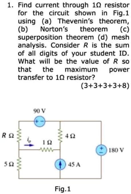 solved find the current through the 10 ohm resistor for the circuit