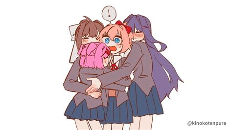 Monika Natsuki Yuri And Sayori Doki Doki Literature Club Drawn By Hinaten Danbooru