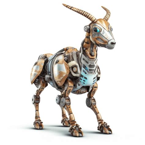 premium ai image a robot goat is standing in front of a white background