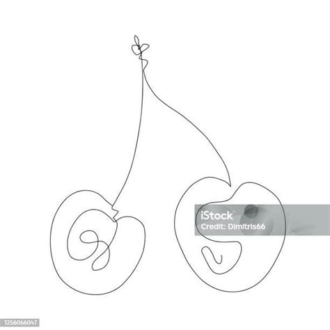 Desain Minimalis Cherry Sketsa Yang Digambar Dengan Tangan Ilustrasi Stok Unduh Gambar