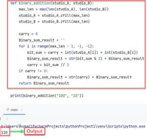 Python Program To Add Two Binary Numbers
