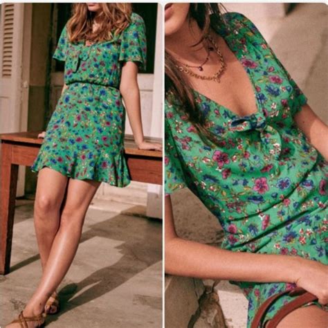 Sezane Dresses Sezane Gigi Green Floral Dress Poshmark