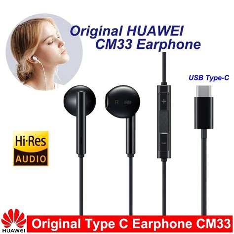 For Huawei Classi Earphone Cm33 Type C Earphone With Mic Volume Control