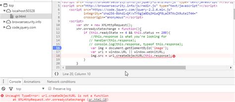 javascript url createobjecturl is not a function js error in page