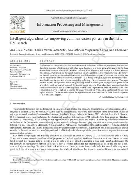 Pdf Intelligent Algorithms For Improving Communication Patterns In