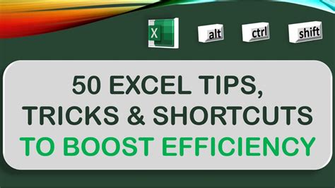 50 Excel Tips Tricks And Shortcuts To Boost Efficiency Youtube