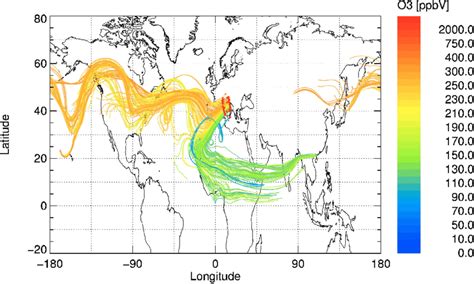 Map With 10 Day Backward Trajectories From The Crista Nf Grid Positions