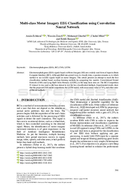 Pdf Multi Class Motor Imagery Eeg Classification Using Convolution