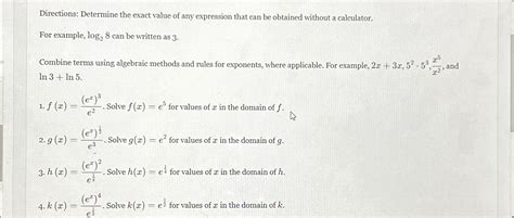 Solved Directions Determine The Exact Value Of Any Chegg Com