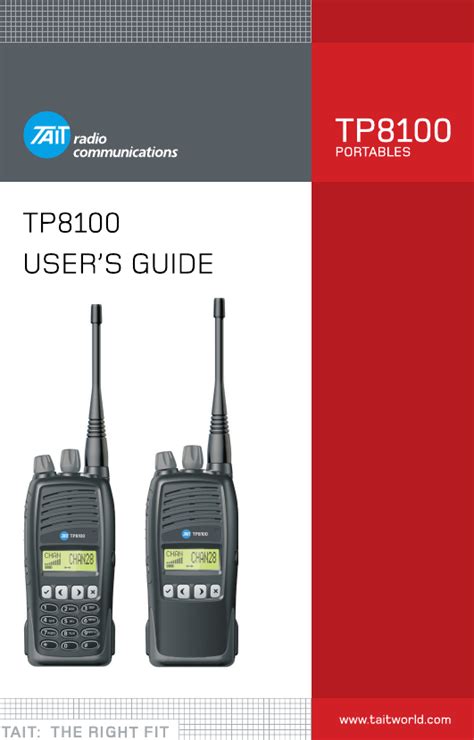 Tait Tpck6a Handheld Portable Transceiver User Manual Tp8100 User S Guide
